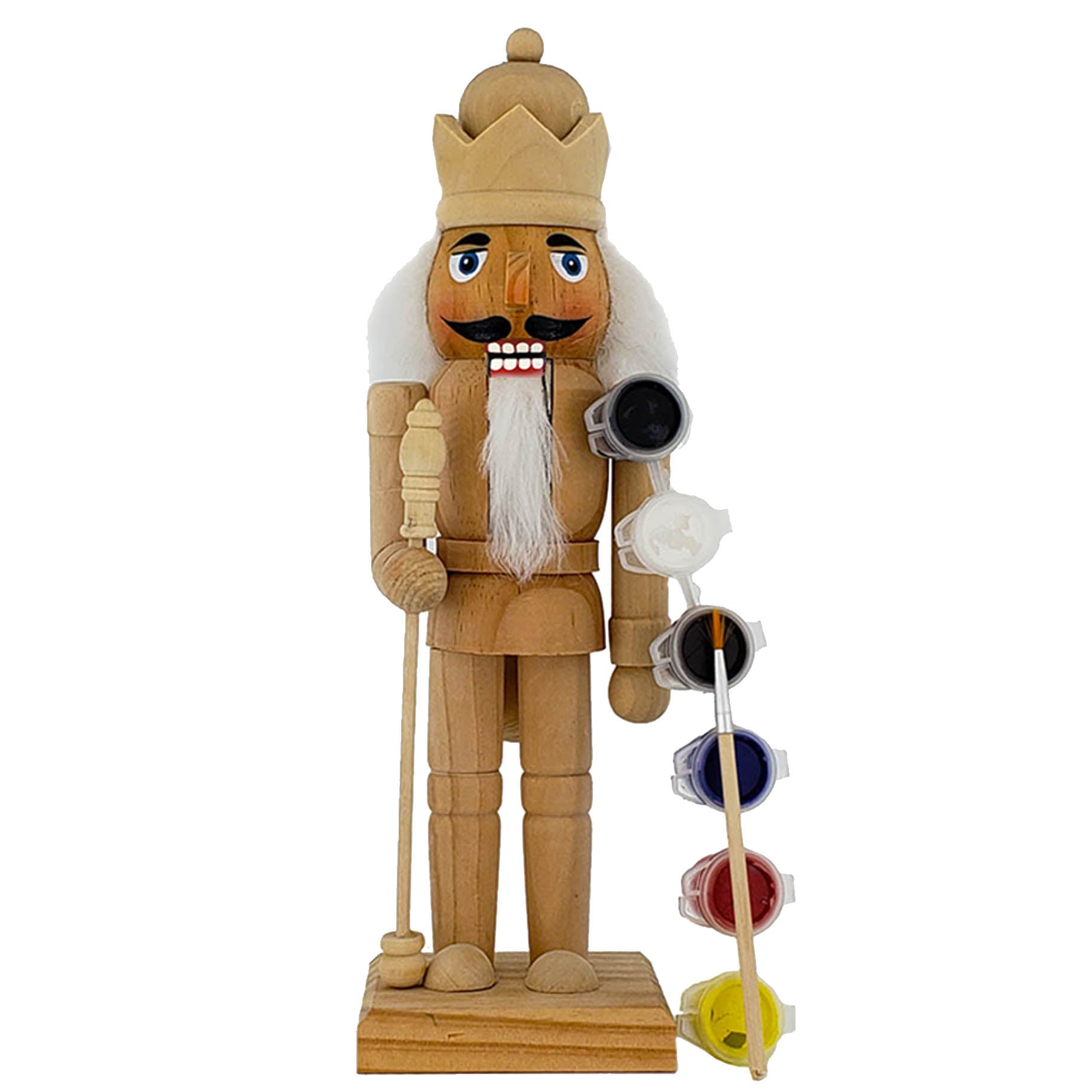 Unpainted DIY Nutcracker with 6 Colors Paint Kit And Brush 10 inch ...