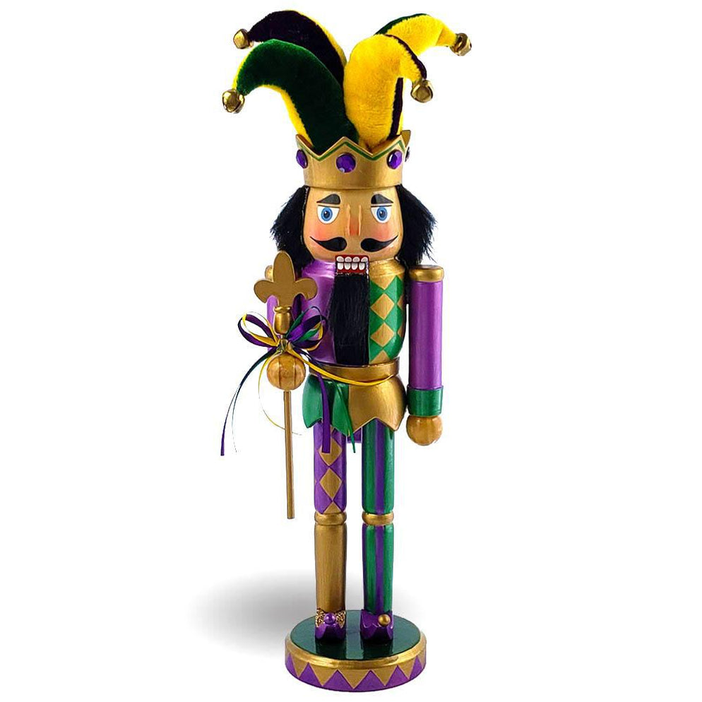 Mardi Gras Jester Nutcracker Purple Yellow and Fleur De Lis 12 inch ...