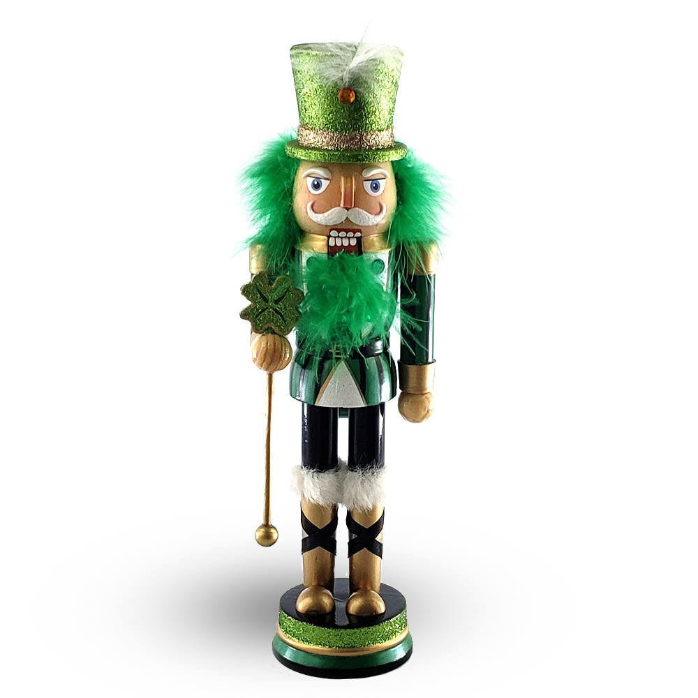 St Patricks Day Nutcracker Glitter Green Four Leaf Clover 12 inch ...