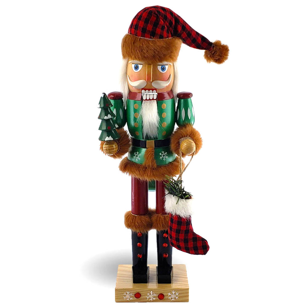 Woodsman Santa wearing Red and Black Flannel with Brown Fur 14 inch ...